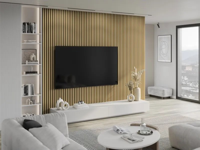 Mexen Lam-B, akustické stěnové lamely 275 × 30 cm, HDF deska 4 mm, technická dýha, bambus přírodní, S100-275307-3015-011