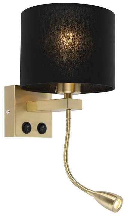 Art Deco nástěnná lampa zlatá s černým stínítkem - Brescia