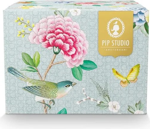 Pip Studio Blushing Birds 2ks cappuccino hrnků 280ml s talířky, modrá