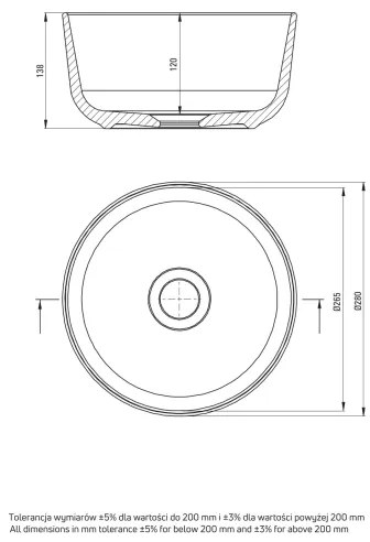 Deante CDJ_6U2S - Umyvadlo na desku JASMIN pr. 28 cm keramika/bílá