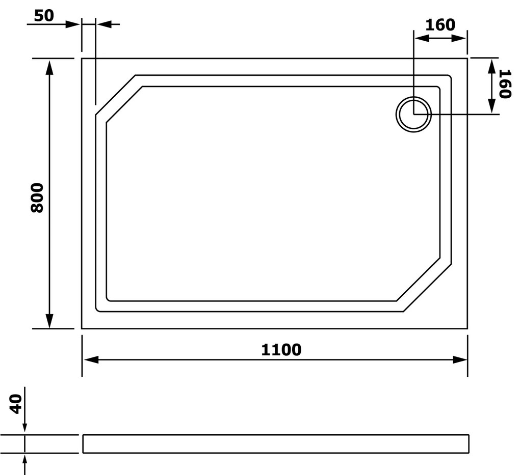GELCO - SARA sprchová vanička z litého mramoru, obdélník 110x80x4cm, hladká, HS11080