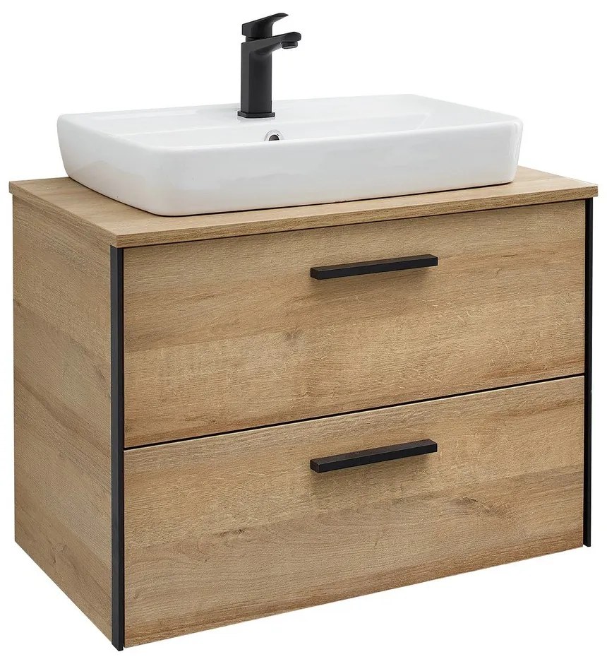 Závěsná skříňka bez umyvadla v dekoru dubu v přírodní barvě 51x72 cm Quickset 395 – Pelipal