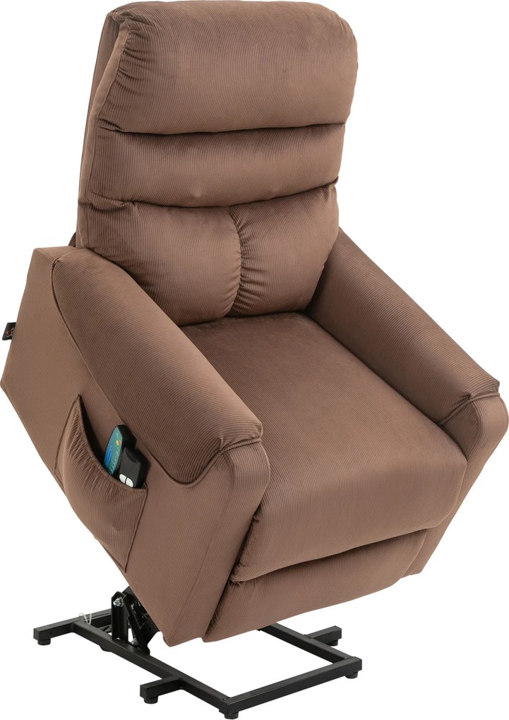 HOMCOM TV křeslo polohovací elektrické s masážní funkcí vyhřívání polohovací funkce polyester světle hnědá 79x97x103cm pro pohodlí a relaxaci | Aosom…