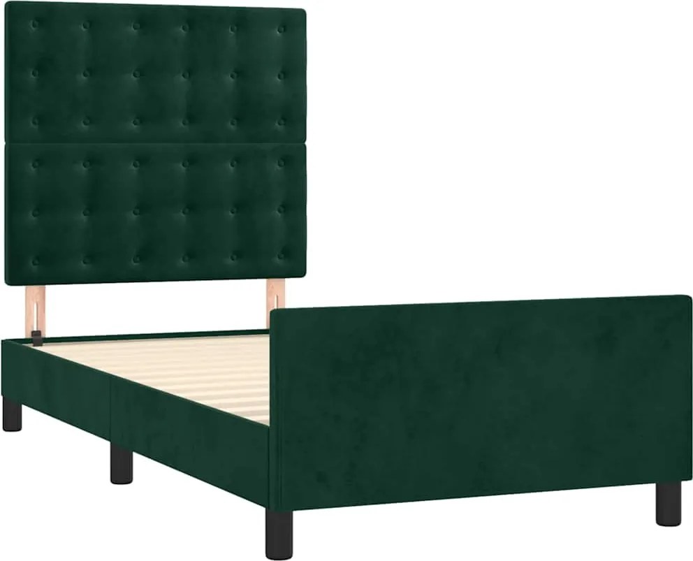 Rám postele bez matrace tmavě zelená 90 x 200 cm samet 3125980