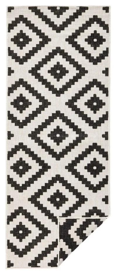 Černo-krémová venkovní koberec Bougari Malta, 80 x 350 cm