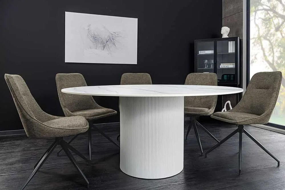 Kulatý jídelní stůl Parthenia 120 cm vzor bílý mramor