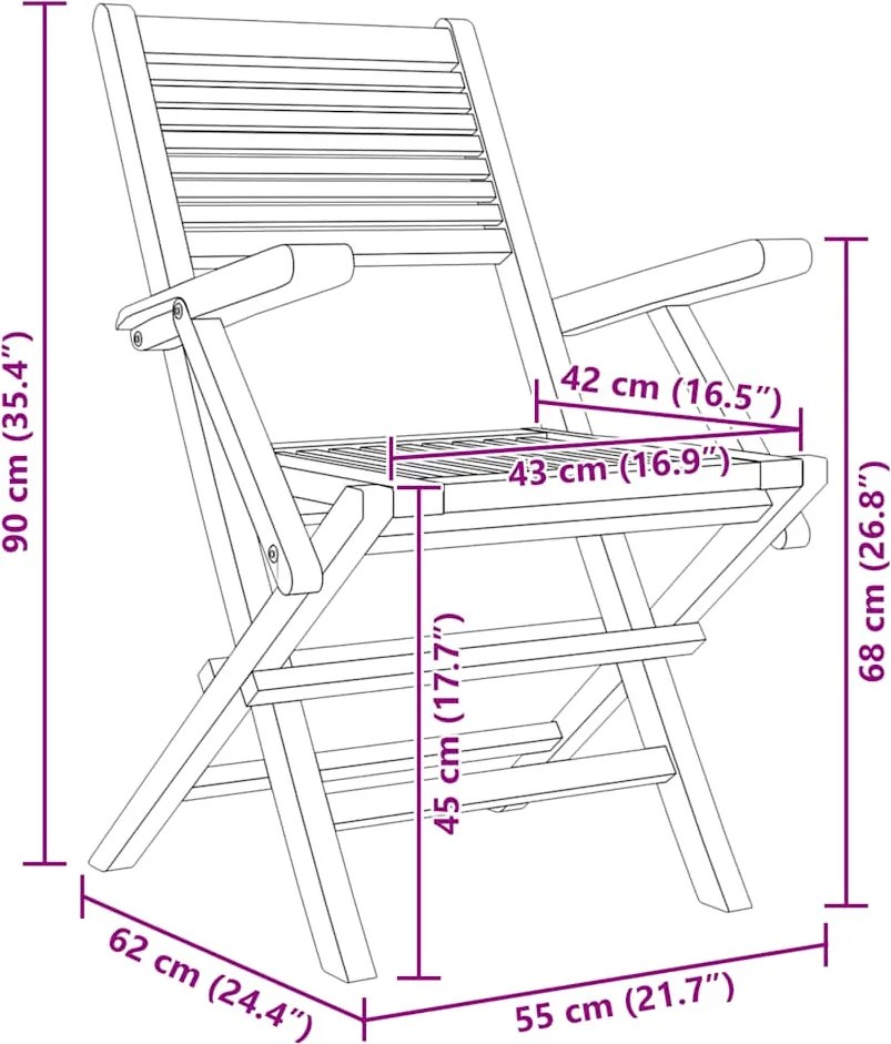 Skládací židle 6 ks 55x62x90 cm masivní teak 3155068