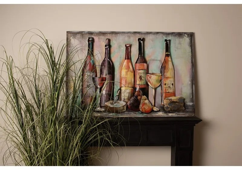 3D kovový obraz s láhvemi vína Wine Bottle - 120*6*80 cm