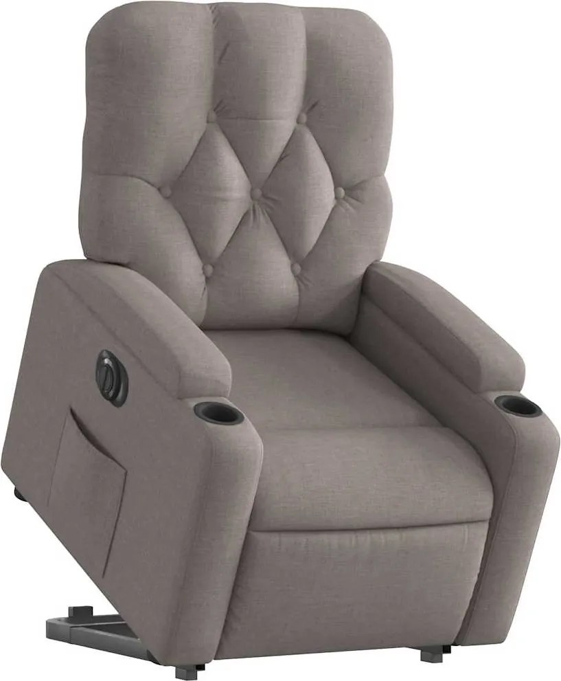 Elektrické zvedací polohovací křeslo taupe textil 3204742