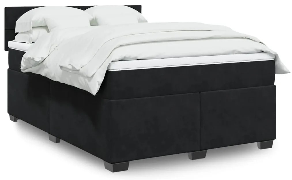 Box spring postel s matrací černá 160x200 cm samet 3288656