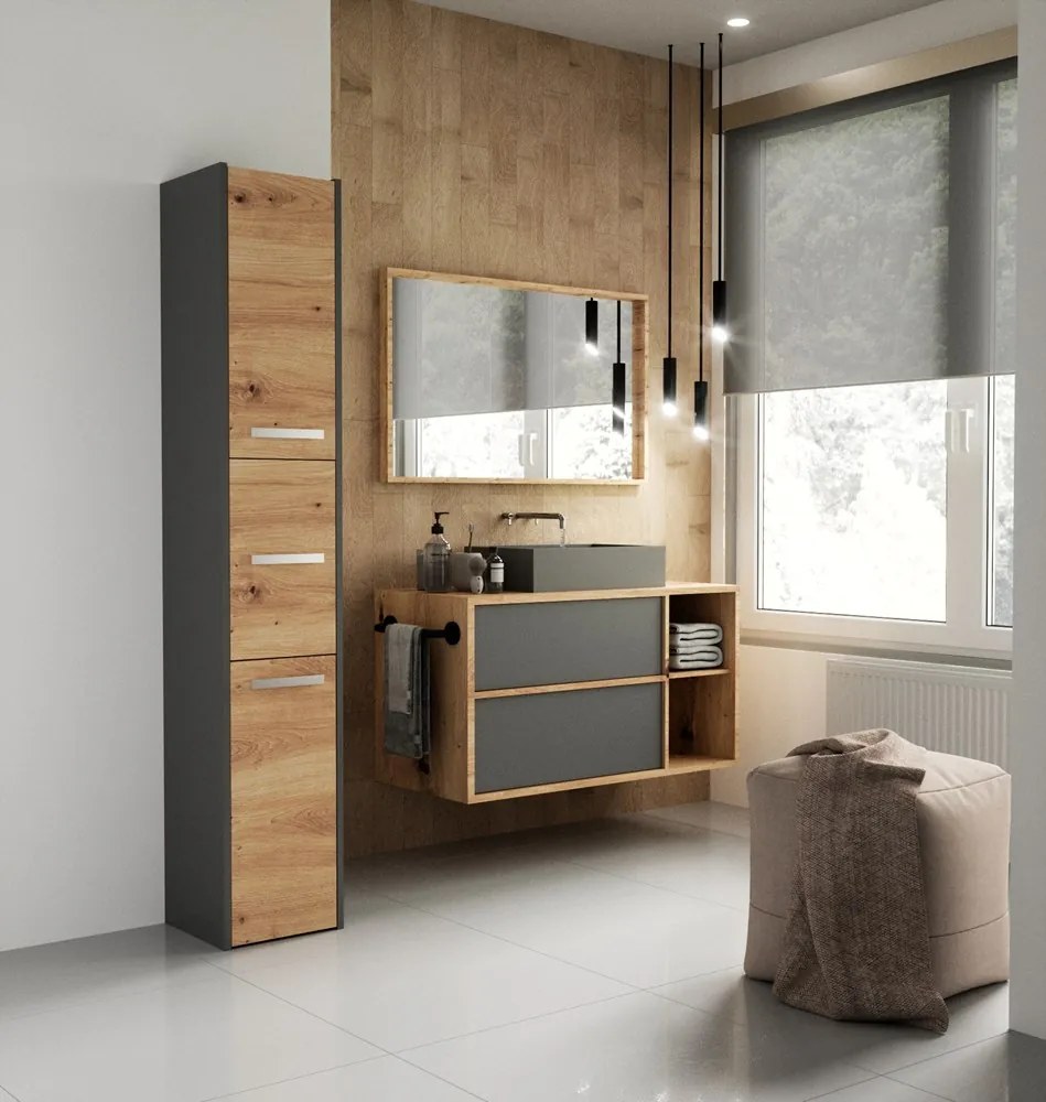 Koupelnový sloupek S33 antracit/dub artisan
