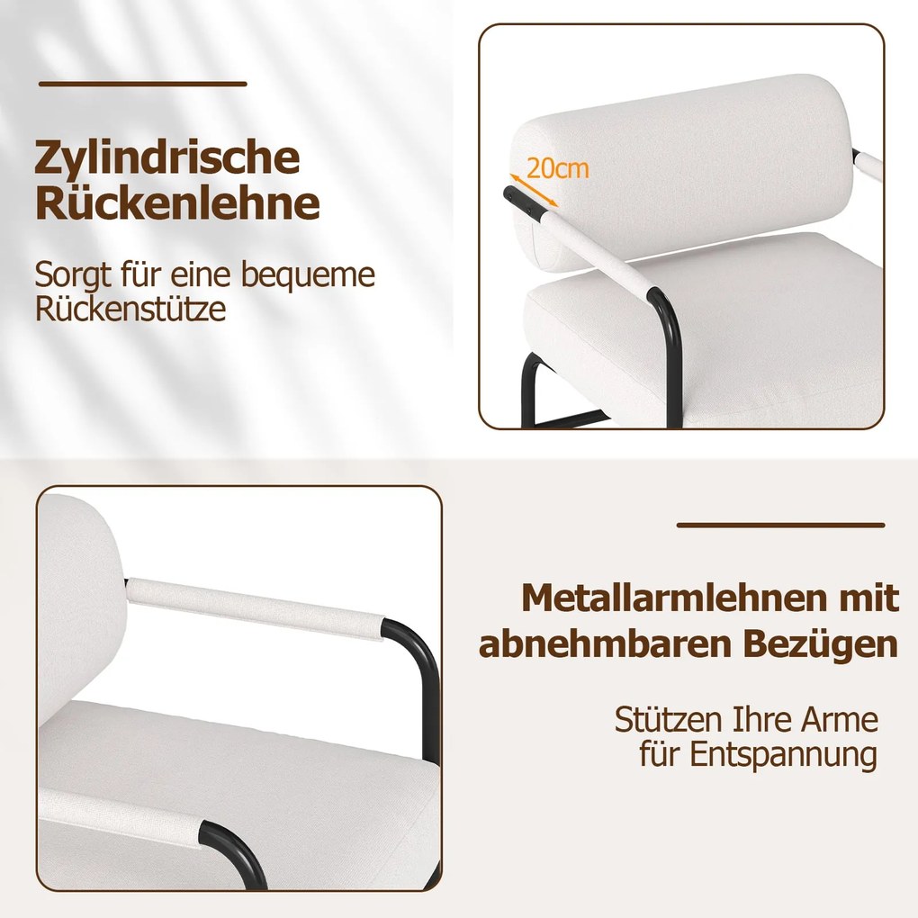 Costway Křeslo Modern Lounge Chair Polstrované křeslo s akcentem a područkami