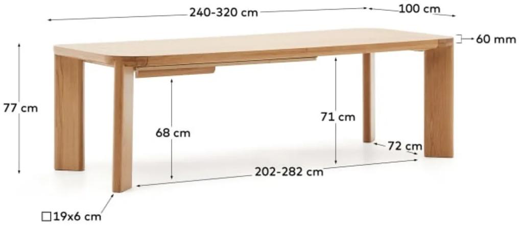 OnaDnes -20% Dubový rozkládací jídelní stůl Kave Home Jondal 240/320 x 100 cm