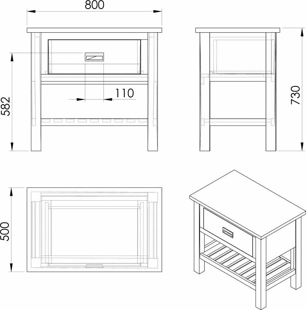 SAPHO BRAND retro umyvadlová skříňka 80x73x50cm, mořený smrk BA083S
