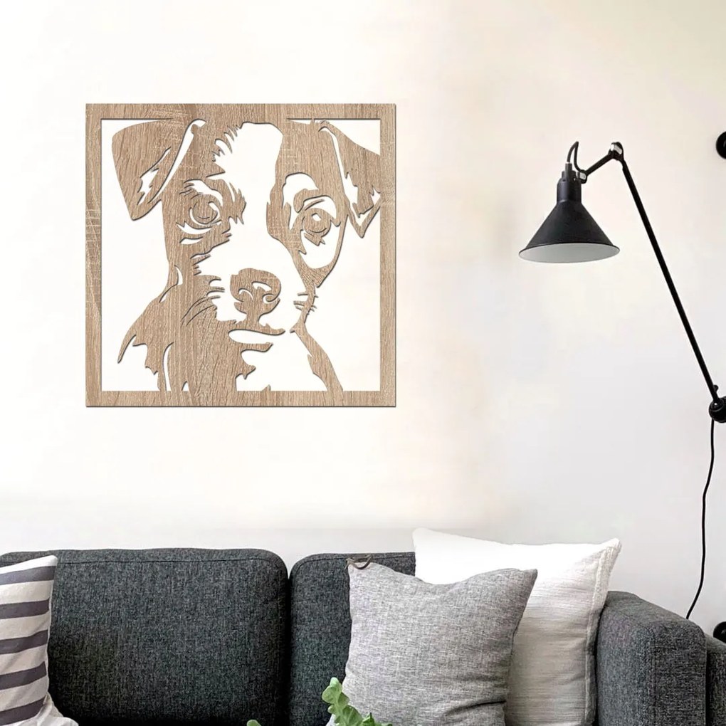 dřevo života Dřevěná dekorace psa Jack Russell teriér Rozměry (cm): 30x30, Barevný vzor: Třešeň