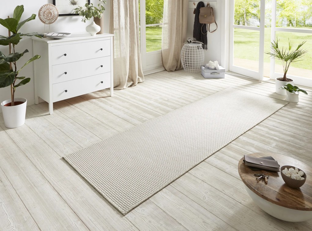 BT Carpet, Běhoun Nature 104270 Ivory – na ven i na doma, 80x250, bílá, chodba / předsíň