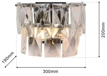 Křišťálové nástěnné svítidlo CHELSEA 2xE14/40W/230V chrom