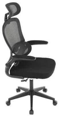 Autronic Kancelářská židle Židle kancelářská, černý mesh, černý plast, nastavitelný podhlavník, bederní opěrka (KA-E530 BK)