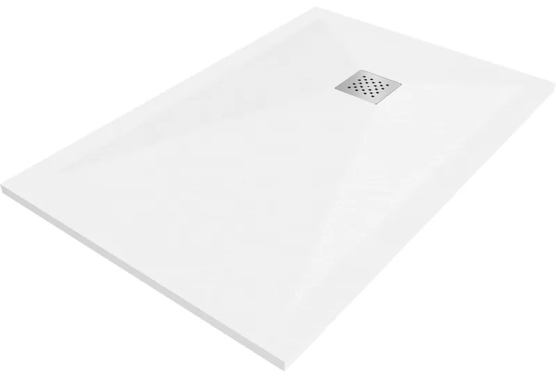 Mexen Stone+ kompozitní čtvercová sprchová vana 100 x 70 cm, Bílá - 44107010
