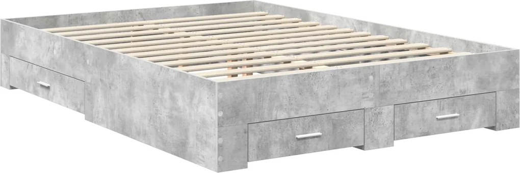 Rám postele s čelo Betonově šedá 140 x 200 cm Kompozitní dřevo 3410889