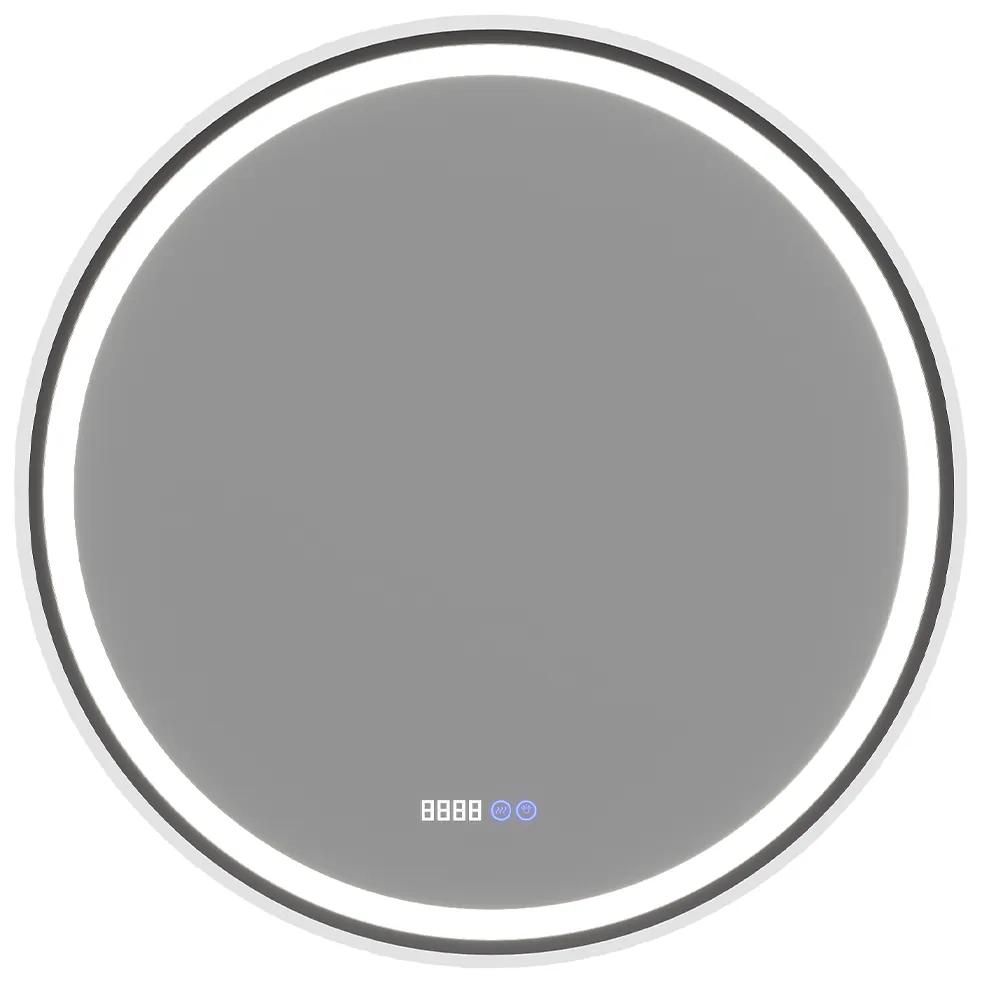 CERANO - Koupelnové LED zrcadlo Rivo, kovový rám - černá matná - Ø 80 cm