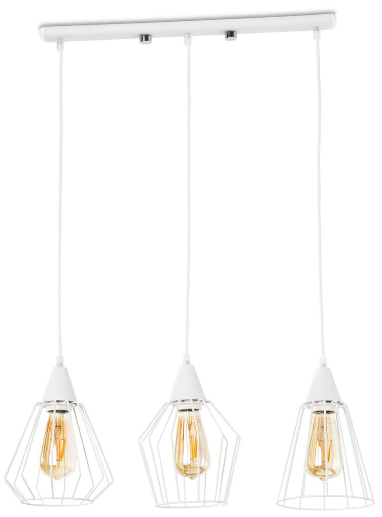 Light for home - Závěsné svítidlo na lankách s drátěnými stínítkami  40533 "MATRIX", 3x60W, E27, Bílá