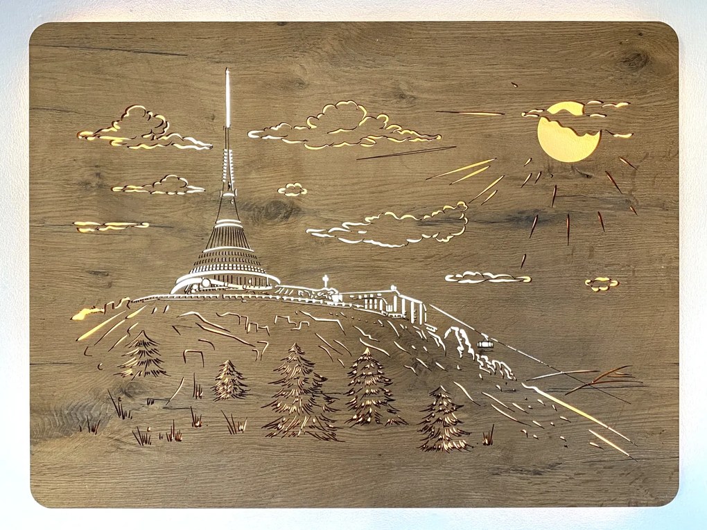 Li-Go "Ještěd" světelný obraz 230V 90x62cm provedení povrchu: dub světlý