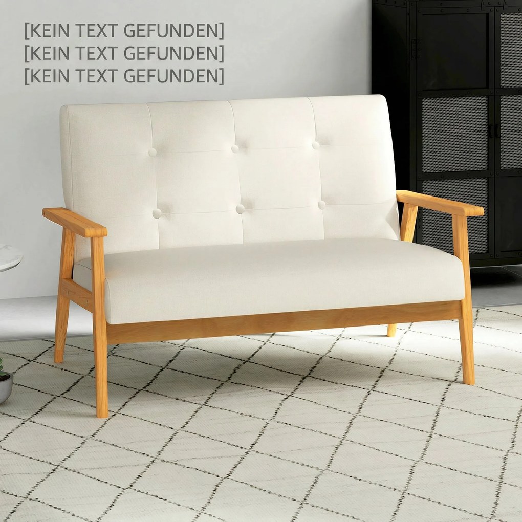 HOMCOM 3místná pohovka 115 cm, skandinávská pohovka s knoflíkovým opěradlem, polstrovaným sedákem a opěrkami, béžová