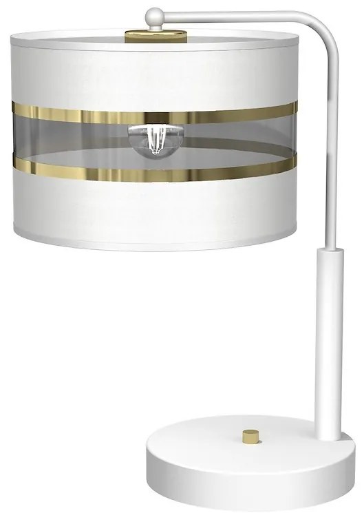 Stolní lampa Ultimo, 1x bílé/zlaté textilní stínítko, w