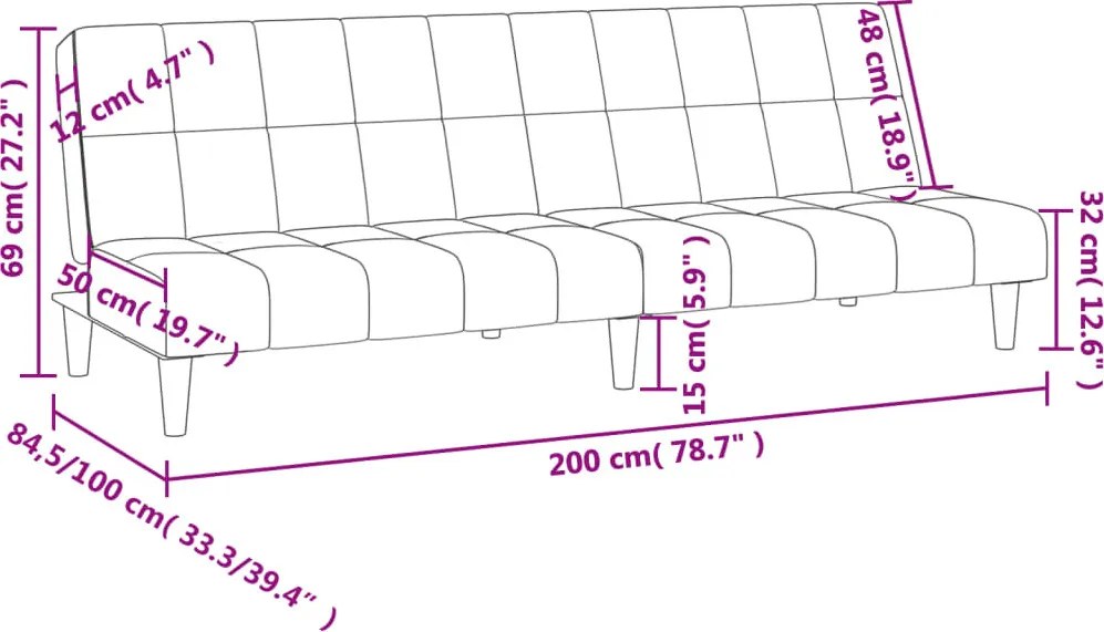 vidaXL 2místná rozkládací pohovka textil [375828] Barva: Černá