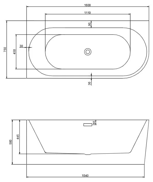 BPS-koupelny Volně stojící rohová akrylátová vana HYD-MER509C levá 160x75 bílá, odtokový komplet zlatý kartáčovaný