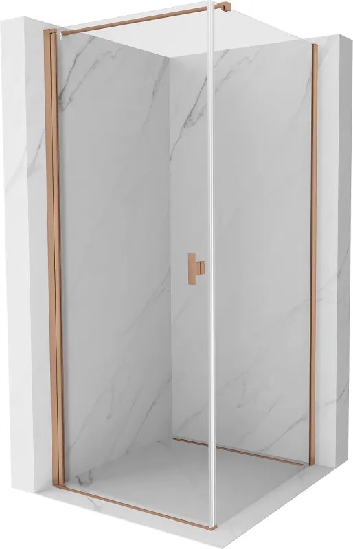 Mexen Mist-B, 1-křídlý výklopný sprchový kout 80 x 80 cm, čiré sklo, měděný matný profil, 8A2T-080-080-65-00