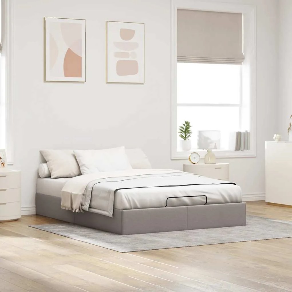 Osmanský rám postele bez matrací taupe 140x190 cm textil 3310879