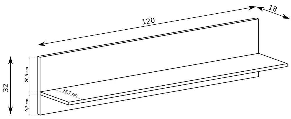 STYLES k | závěsná police LS-10 | 120 cm | kašmír