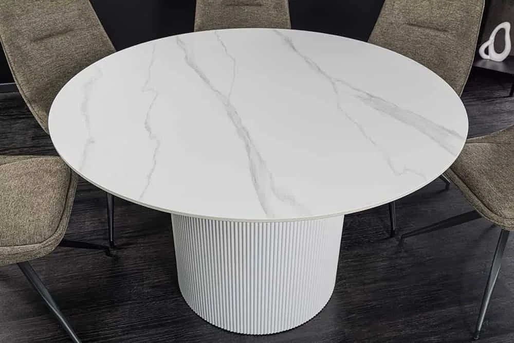 Kulatý jídelní stůl Parthenia 120 cm vzor bílý mramor