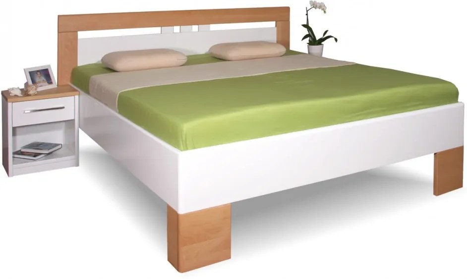 Manželská postel z masivu VAREZZA 1 senior 160x200, 180x200, masiv buk, bílá-přírodní buk KOLACIA Design, 160x200 cm