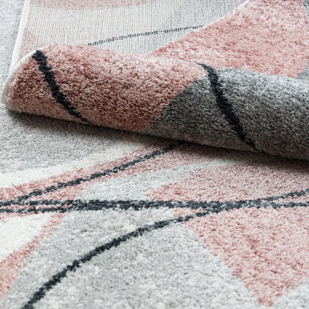Dywany Łuszczów, Kusový koberec Fusion 5868 white/dark pink, 140x190, růžová, kancelář