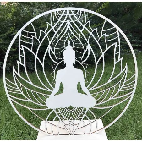 Dřevěná dekorace Buddha v lotosu medirace I SENTOP PR0351