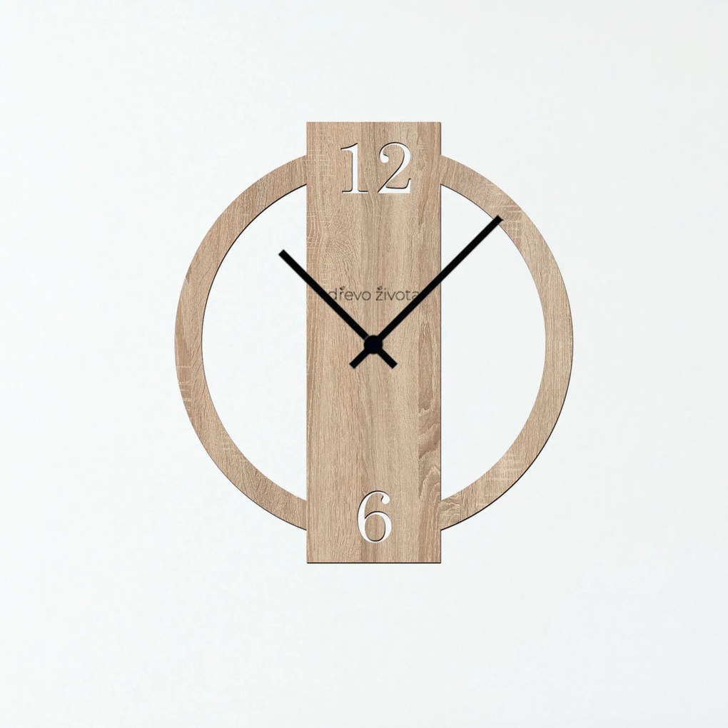 dřevo života Dřevěné nástěnné hodiny DESIGN Zvolte barvu dekoru: Dub Sonoma, Velikost hodin: 35x35, Barva ručiček: Černé