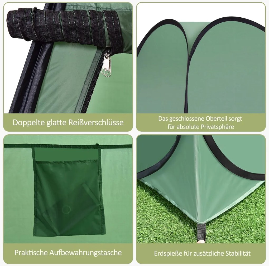 Costway Skládací sprchový a převlékací stan – 120 × 120 × 190 cm, zelený