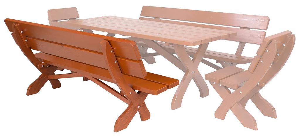 Drewmax MO112 lavice - Zahradní lavice z masivního smrkového dřeva 1200x62x89cm - Týk