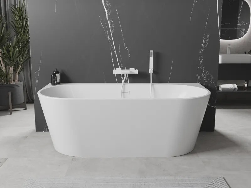 Mexen Oval+ volně stojící vana ke zdi 170 x 80 cm, bílá, bílý přepad - 52681708000-20