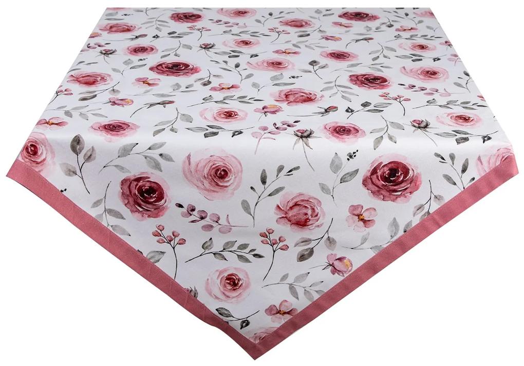 Bavlněný čtvercový ubrus s růžemi Rustic Rose - 100*100 cm