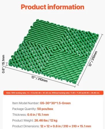 Zámková drenážní rohož Odvodňovací polštář 30,5 × 30,5 cm