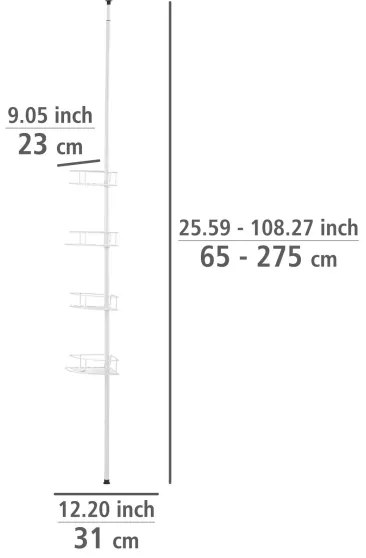 WENKO 26015100 - Rohová police DOLCEDO 31x230 cm nerez/bílá