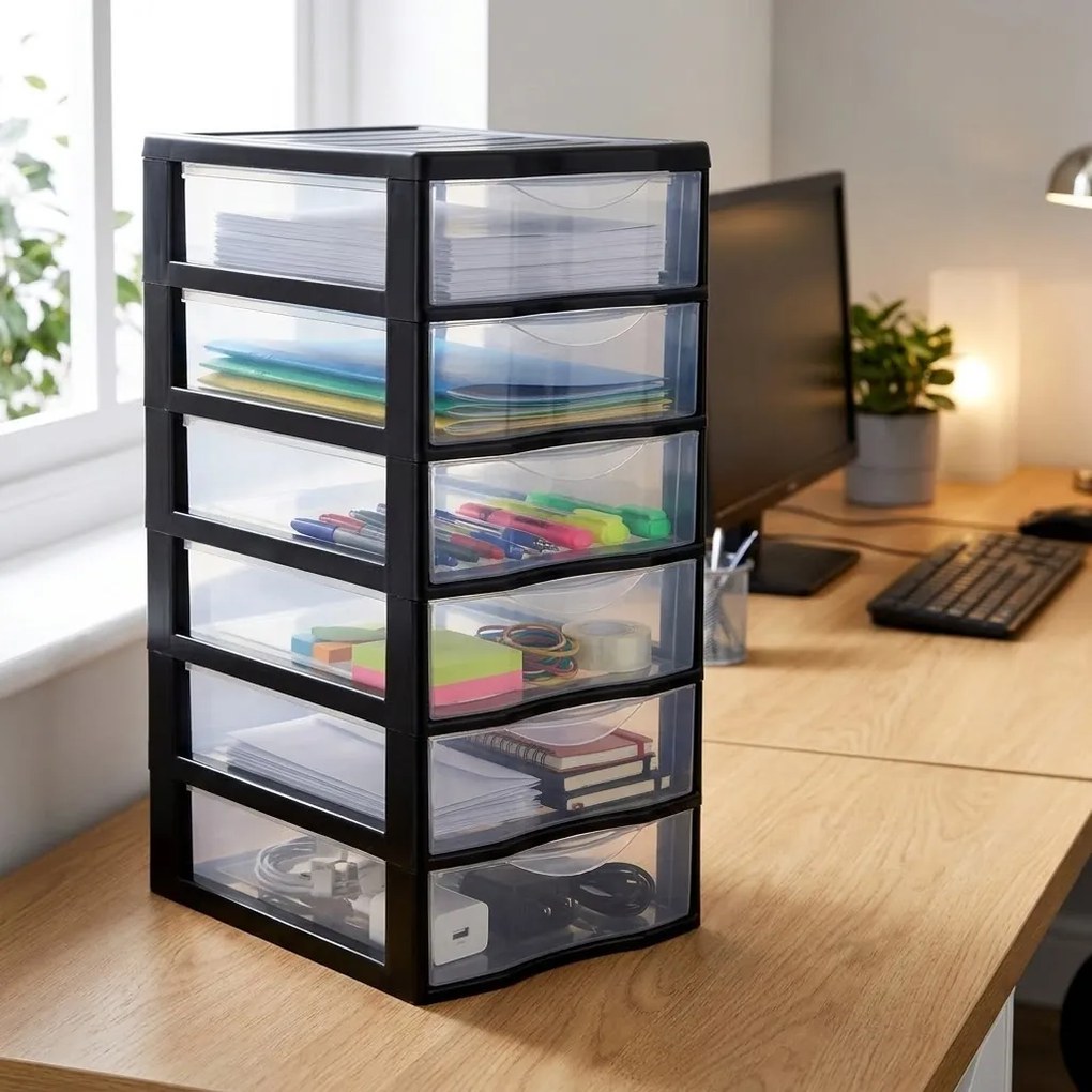 SUNDIS Úložný box s 6 zásuvkami, antracit, OFFICEMIX, A4, 6A
