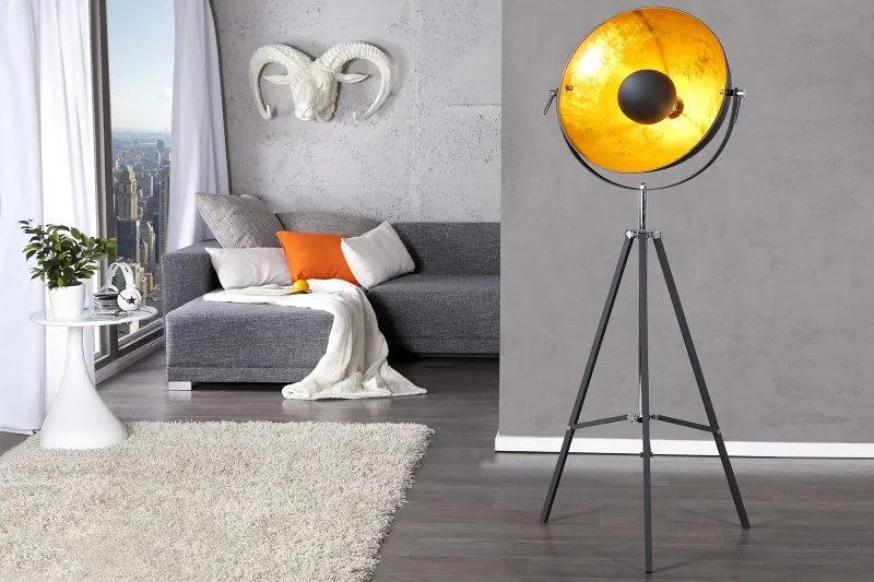 Stojací lampa Big Studio 160cm černá / zlatá