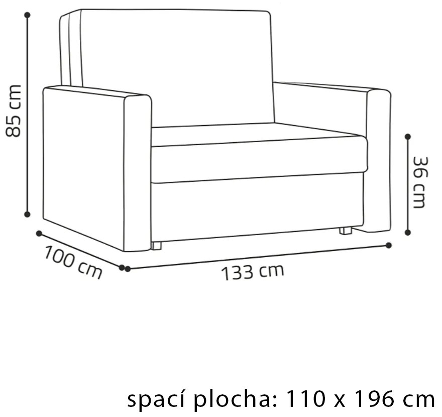 Pohovka VIVA II SMART | 133 cm | rozkládací + úložný prostor | VÝBĚR TKANIN