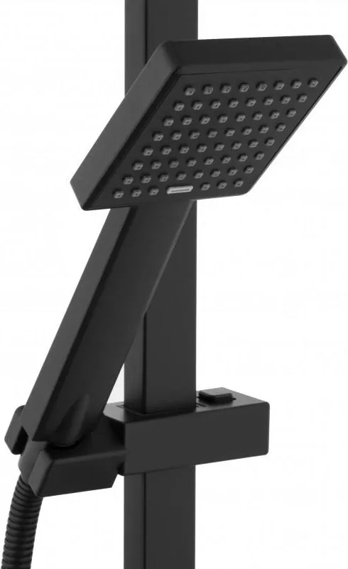Erga Goba, sprchová souprava s termostatickou baterií a dešťovou hlavicí 30x30 cm, černá matná, ERG-YKA-BP.GOBA-THERM-30-BLK