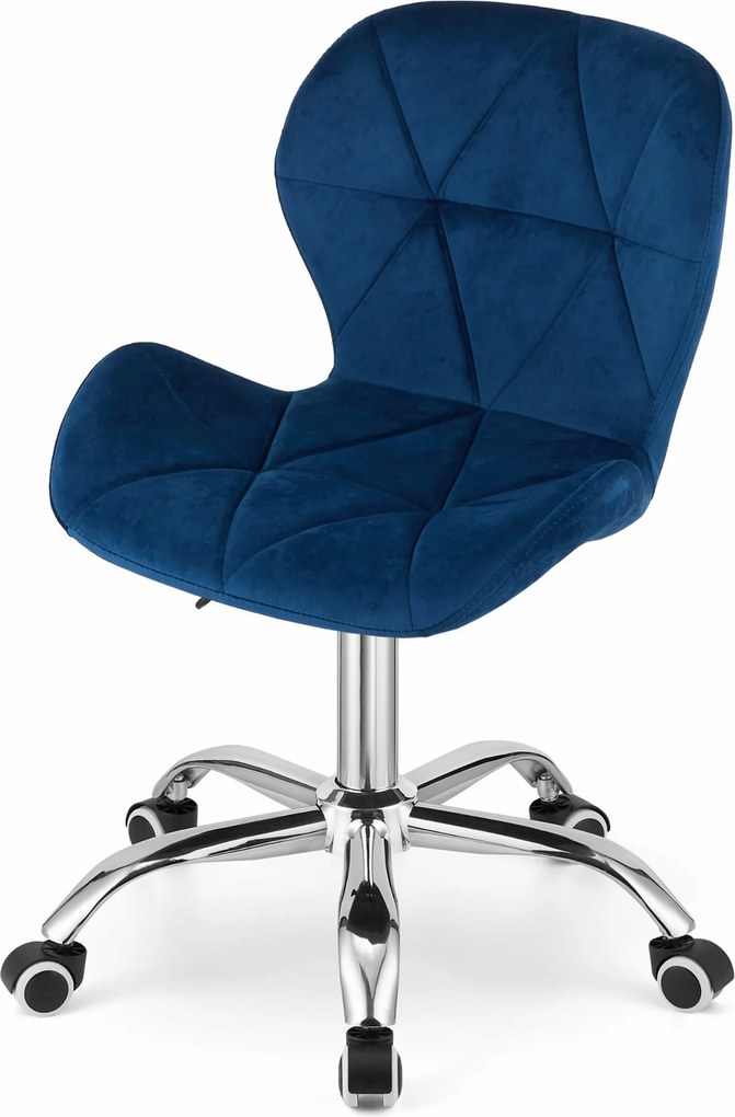 Set do pracovny ZARIMO stůl 80x40 cm, bílá + křeslo AVOLA VELVET, modré